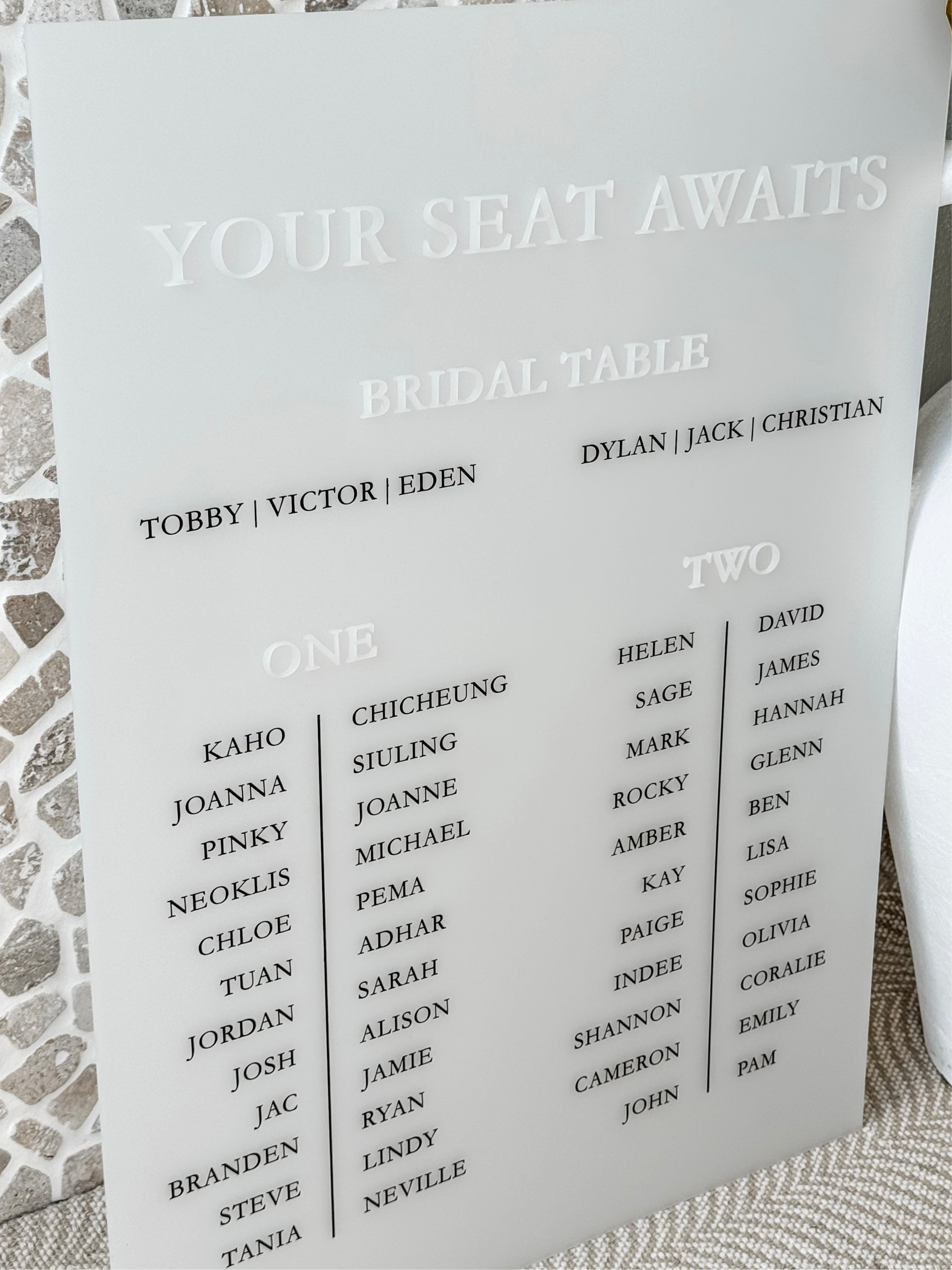 Monotone Seating Chart Sign | Acrylic Seating Chart Wedding Sign – The ...