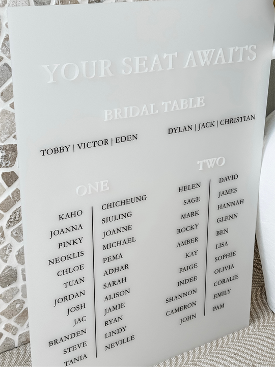 Seating Chart | Acrylic Sign Laser Cut | Sunshine Coast – The Humble ...